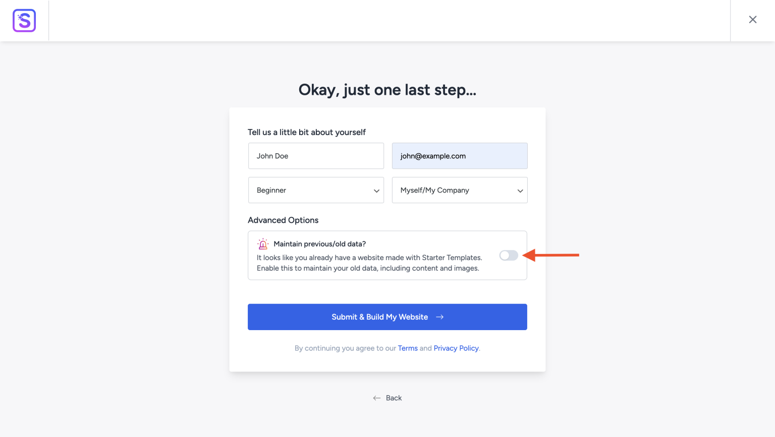 Starter Templates - Restore Customizer Backup - Starter Templates