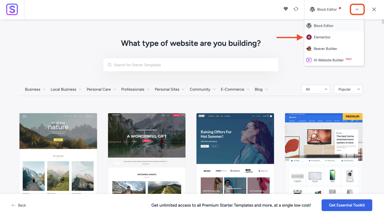 How To Enabledisable Elementor While Importing Starter Templates Starter Templates